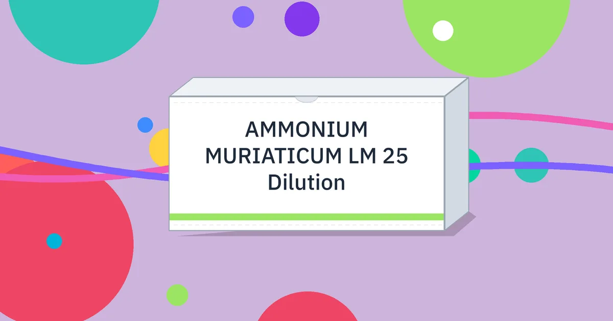 Symbolbild: Packung mit der Aufschrift AMMONIUM MURIATICUM LM 25 Dilution (PZN 12761201) – Verfügbarkeit und Bezug in Apotheken in Frankfurt am Main