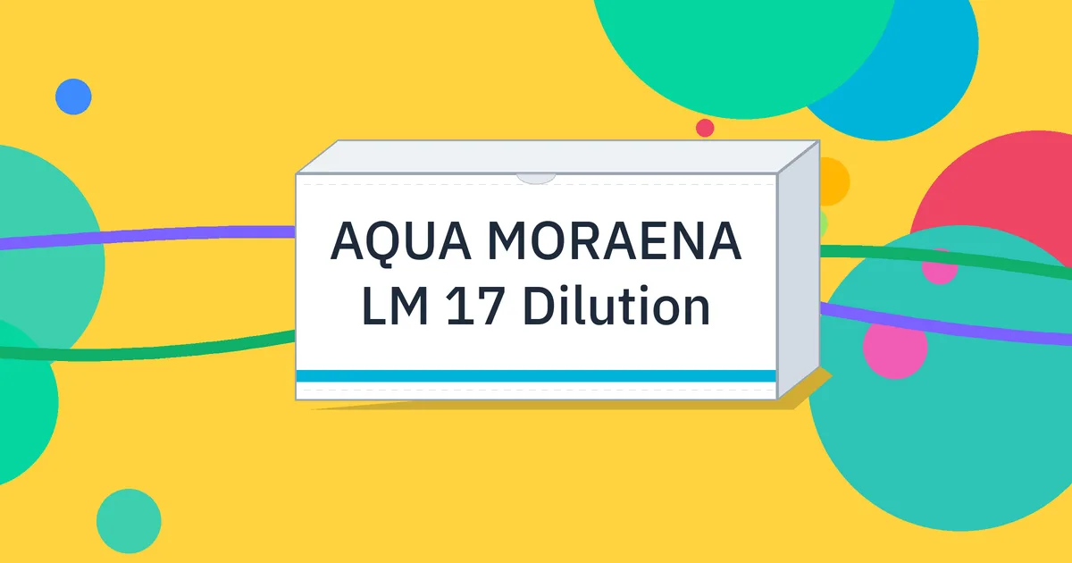 Symbolbild: Packung mit der Aufschrift AQUA MORAENA LM 17 Dilution (PZN 13755421) – Verfügbarkeit und Bezug in Apotheken in Frankfurt am Main
