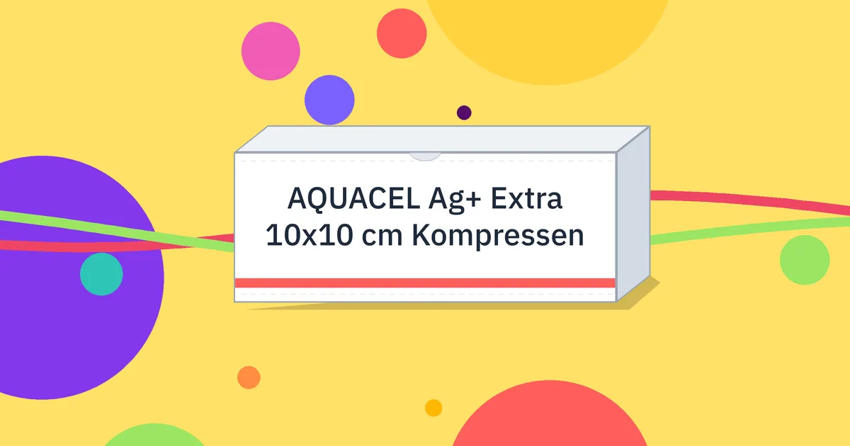 Symbolbild: Packung mit der Aufschrift AQUACEL Ag+ Extra 10x10 cm Kompressen (PZN 19294027) – Verfügbarkeit und Bezug in Apotheken in Frankfurt am Main
