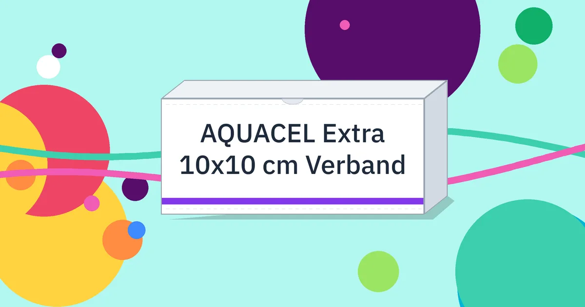 Symbolbild: Packung mit der Aufschrift AQUACEL Extra 10x10 cm Verband (PZN 17512069) – Verfügbarkeit und Bezug in Apotheken in Frankfurt am Main
