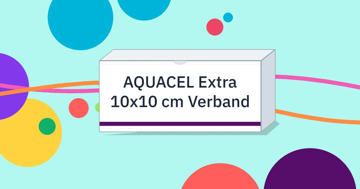 Symbolbild: Packung mit der Aufschrift AQUACEL Extra 10x10 cm Verband (PZN 18231059) – Verfügbarkeit und Bezug in Apotheken in Frankfurt am Main