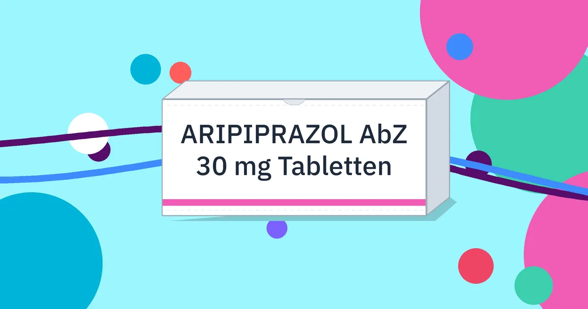Symbolbild: Packung mit der Aufschrift ARIPIPRAZOL AbZ 30 mg Tabletten (PZN 10318016) – Verfügbarkeit und Bezug in Apotheken in Frankfurt am Main