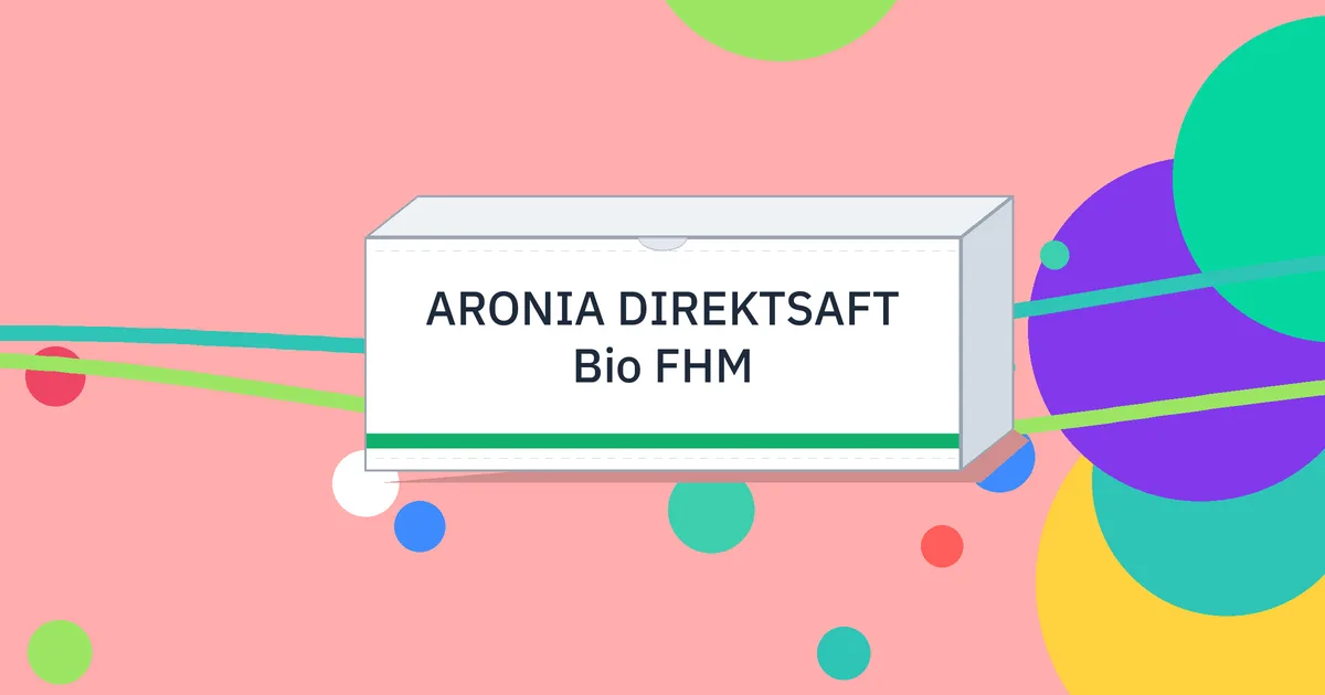 Symbolbild: Packung mit der Aufschrift ARONIA DIREKTSAFT Bio FHM (PZN 18671083) – Verfügbarkeit und Bezug in Apotheken in Frankfurt am Main