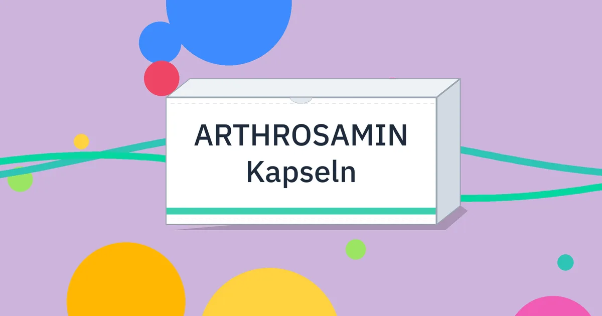 Symbolbild: Packung mit der Aufschrift ARTHROSAMIN Kapseln (PZN 06494629) – Verfügbarkeit und Bezug in Apotheken in Frankfurt am Main