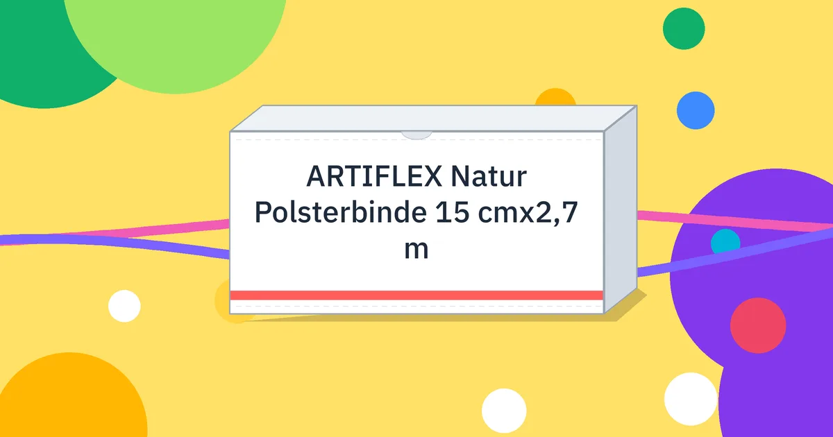 Symbolbild: Packung mit der Aufschrift ARTIFLEX Natur Polsterbinde 15 cmx2,7 m (PZN 00196546) – Verfügbarkeit und Bezug in Apotheken in Frankfurt am Main