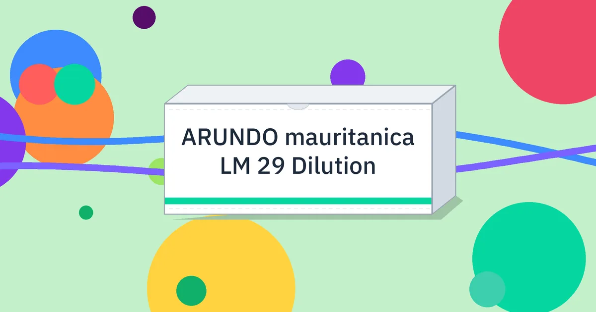 Symbolbild: Packung mit der Aufschrift ARUNDO mauritanica LM 29 Dilution (PZN 12781304) – Verfügbarkeit und Bezug in Apotheken in Frankfurt am Main
