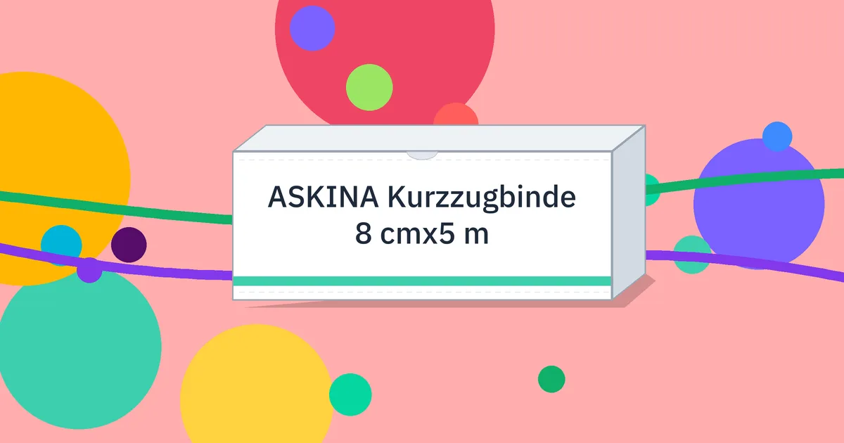 Symbolbild: Packung mit der Aufschrift ASKINA Kurzzugbinde 8 cmx5 m (PZN 12735528) – Verfügbarkeit und Bezug in Apotheken in Frankfurt am Main
