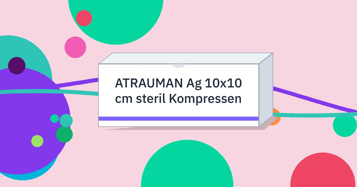 Symbolbild: Packung mit der Aufschrift ATRAUMAN Ag 10x10 cm steril Kompressen (PZN 12564759) – Verfügbarkeit und Bezug in Apotheken in Frankfurt am Main