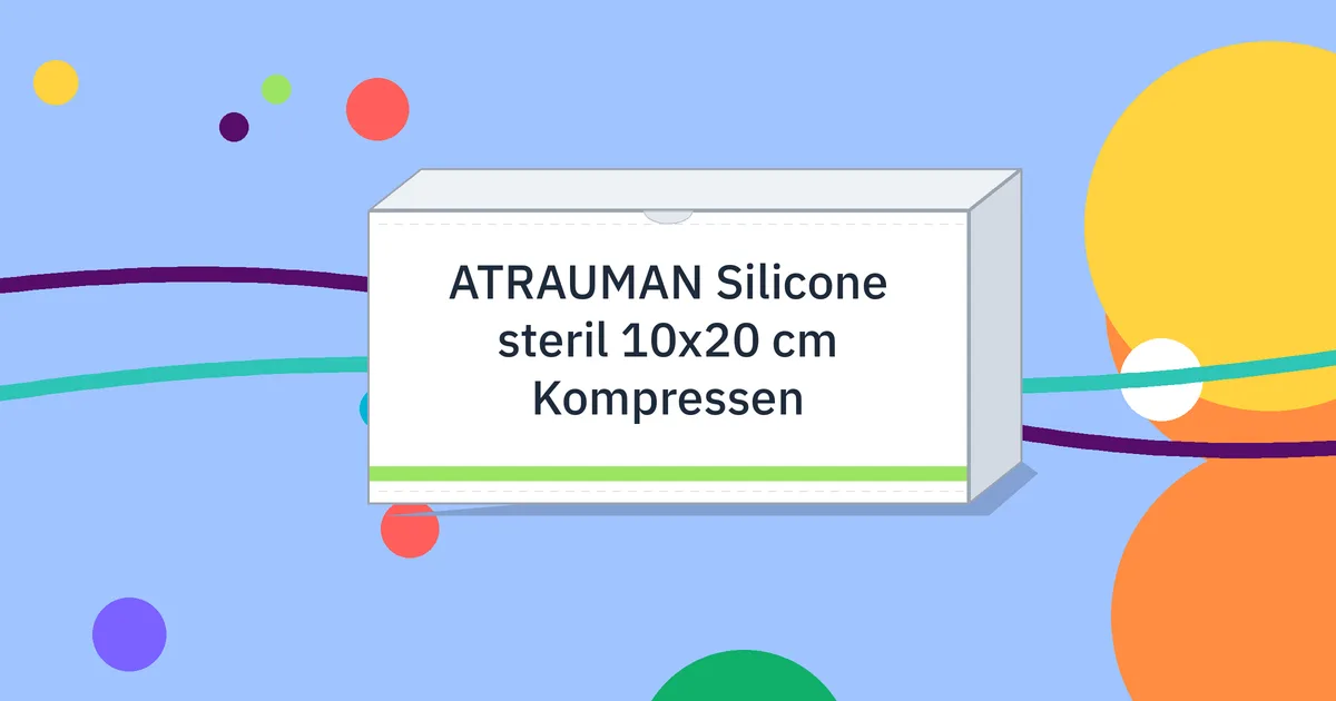 Symbolbild: Packung mit der Aufschrift ATRAUMAN Silicone steril 10x20 cm Kompressen (PZN 16007530) – Verfügbarkeit und Bezug in Apotheken in Frankfurt am Main