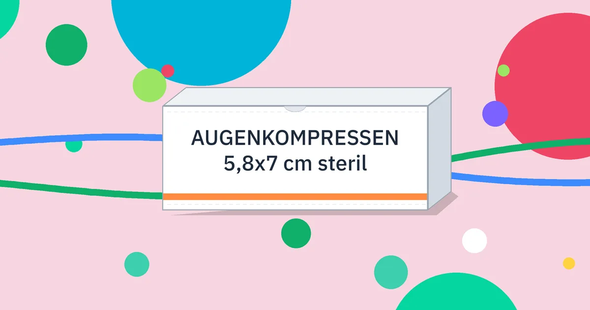 Symbolbild: Packung mit der Aufschrift AUGENKOMPRESSEN 5,8x7 cm steril (PZN 09076105) – Verfügbarkeit und Bezug in Apotheken in Frankfurt am Main