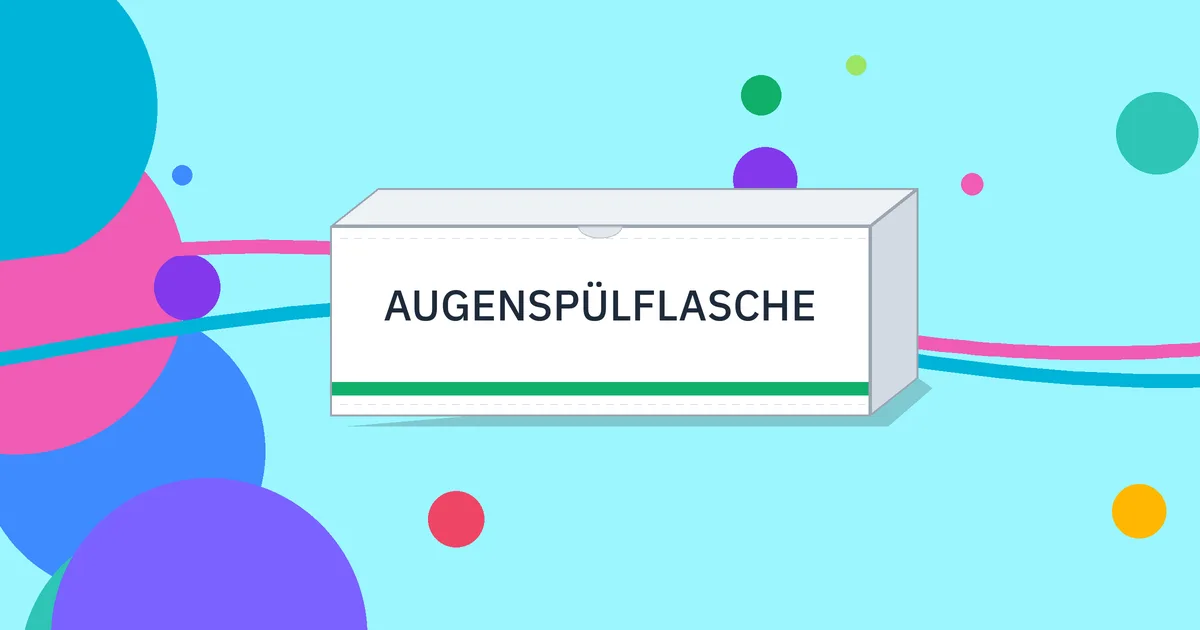 Symbolbild: Packung mit der Aufschrift AUGENSPÜLFLASCHE (PZN 01961150) – Verfügbarkeit und Bezug in Apotheken in Frankfurt am Main