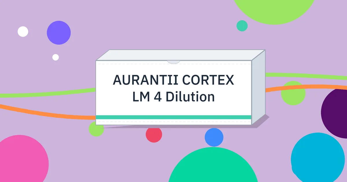 Symbolbild: Packung mit der Aufschrift AURANTII CORTEX LM 4 Dilution (PZN 13372772) – Verfügbarkeit und Bezug in Apotheken in Frankfurt am Main