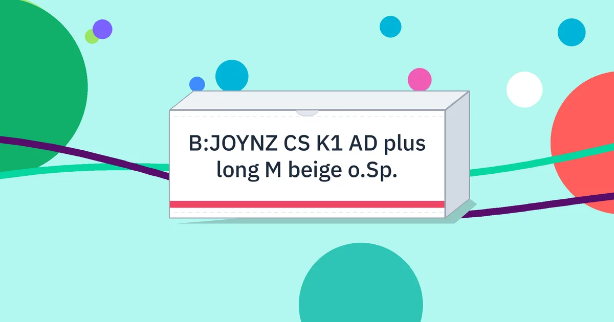 Symbolbild: Packung mit der Aufschrift B:JOYNZ CS K1 AD plus long M beige o.Sp. (PZN 20524952) – Verfügbarkeit und Bezug in Apotheken in Frankfurt am Main