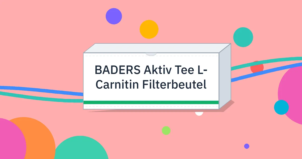 Symbolbild: Packung mit der Aufschrift BADERS Aktiv Tee L-Carnitin Filterbeutel (PZN 04197324) – Verfügbarkeit und Bezug in Apotheken in Frankfurt am Main