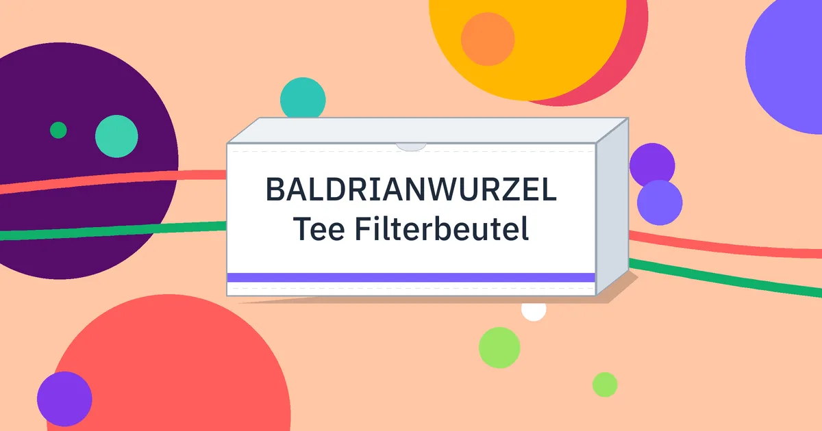Symbolbild: Packung mit der Aufschrift BALDRIANWURZEL Tee Filterbeutel (PZN 08542255) – Verfügbarkeit und Bezug in Apotheken in Frankfurt am Main
