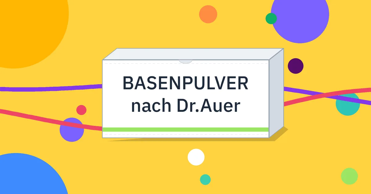 Symbolbild: Packung mit der Aufschrift BASENPULVER nach Dr.Auer (PZN 02419329) – Verfügbarkeit und Bezug in Apotheken in Frankfurt am Main