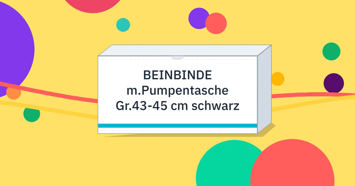Symbolbild: Packung mit der Aufschrift BEINBINDE m.Pumpentasche Gr.43-45 cm schwarz (PZN 12461031) – Verfügbarkeit und Bezug in Apotheken in Frankfurt am Main