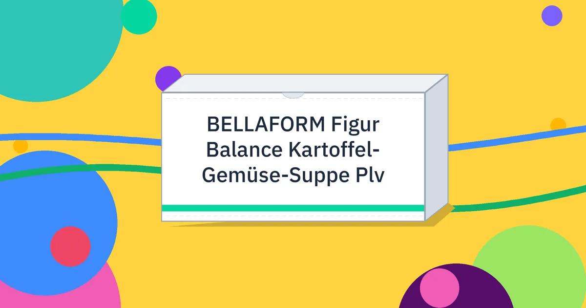 Symbolbild: Packung mit der Aufschrift BELLAFORM Figur Balance Kartoffel-Gemüse-Suppe Plv (PZN 16357448) – Verfügbarkeit und Bezug in Apotheken in Frankfurt am Main