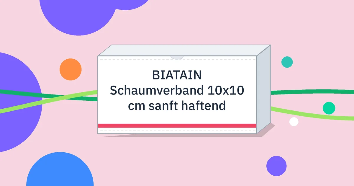 Symbolbild: Packung mit der Aufschrift BIATAIN Schaumverband 10x10 cm sanft haftend (PZN 20122969) – Verfügbarkeit und Bezug in Apotheken in Frankfurt am Main