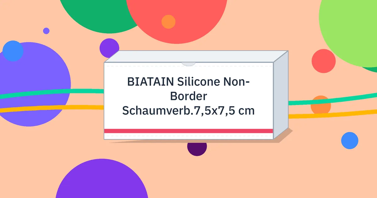 Symbolbild: Packung mit der Aufschrift BIATAIN Silicone Non-Border Schaumverb.7,5x7,5 cm (PZN 18670238) – Verfügbarkeit und Bezug in Apotheken in Frankfurt am Main