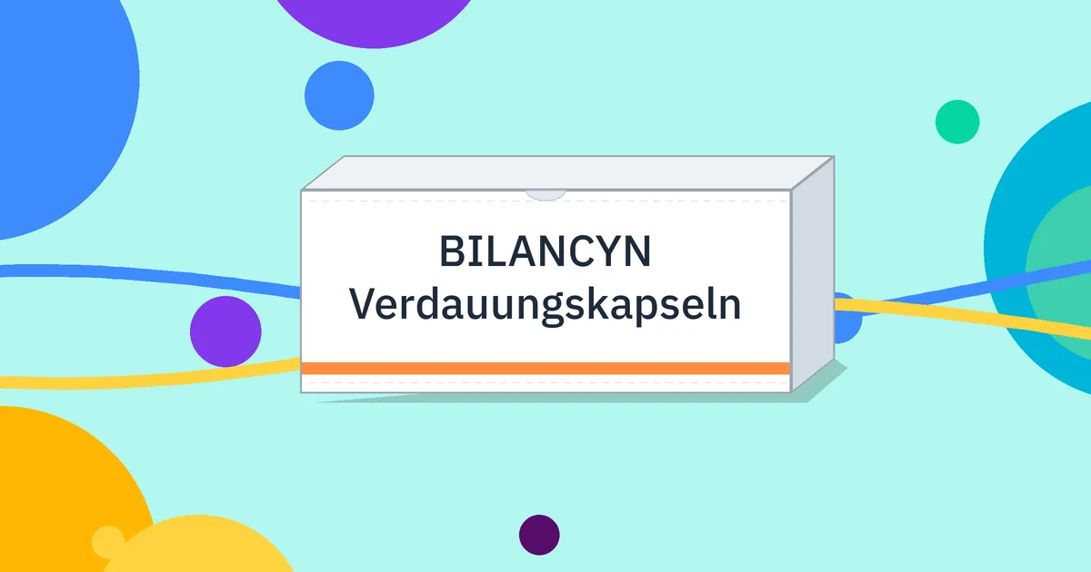 Symbolbild: Packung mit der Aufschrift BILANCYN Verdauungskapseln (PZN 17536609) – Verfügbarkeit und Bezug in Apotheken in Frankfurt am Main
