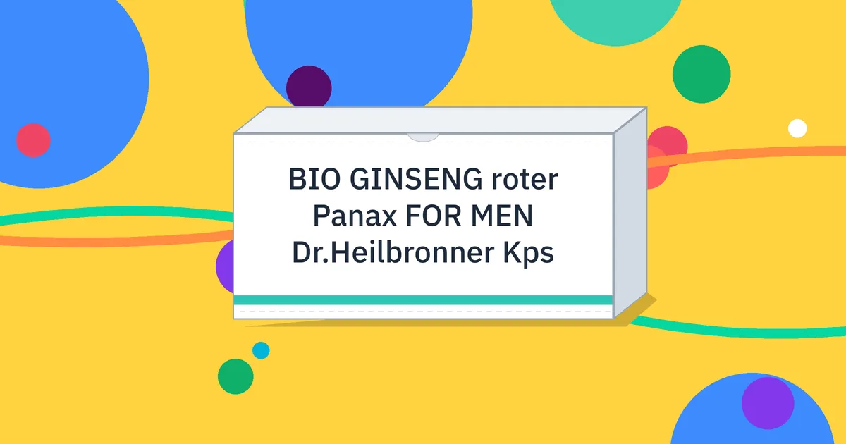 Symbolbild: Packung mit der Aufschrift BIO GINSENG roter Panax FOR MEN Dr.Heilbronner Kps (PZN 20626641) – Verfügbarkeit und Bezug in Apotheken in Frankfurt am Main