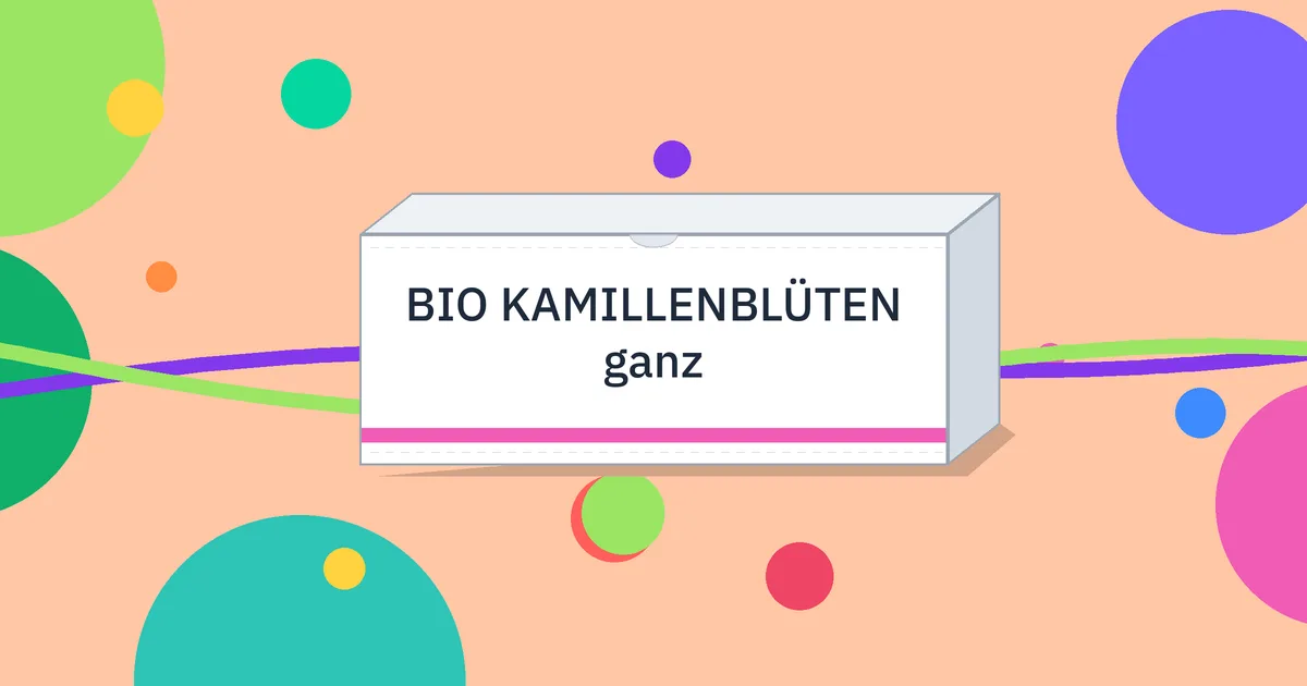 Symbolbild: Packung mit der Aufschrift BIO KAMILLENBLÜTEN ganz (PZN 14030950) – Verfügbarkeit und Bezug in Apotheken in Frankfurt am Main