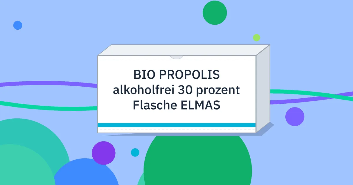 Symbolbild: Packung mit der Aufschrift BIO PROPOLIS alkoholfrei 30 prozent Flasche ELMAS (PZN 18230870) – Verfügbarkeit und Bezug in Apotheken in Frankfurt am Main