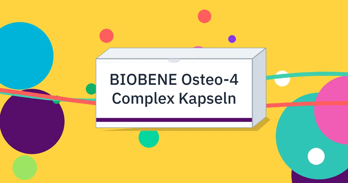 Symbolbild: Packung mit der Aufschrift BIOBENE Osteo-4 Complex Kapseln (PZN 16046369) – Verfügbarkeit und Bezug in Apotheken in Frankfurt am Main