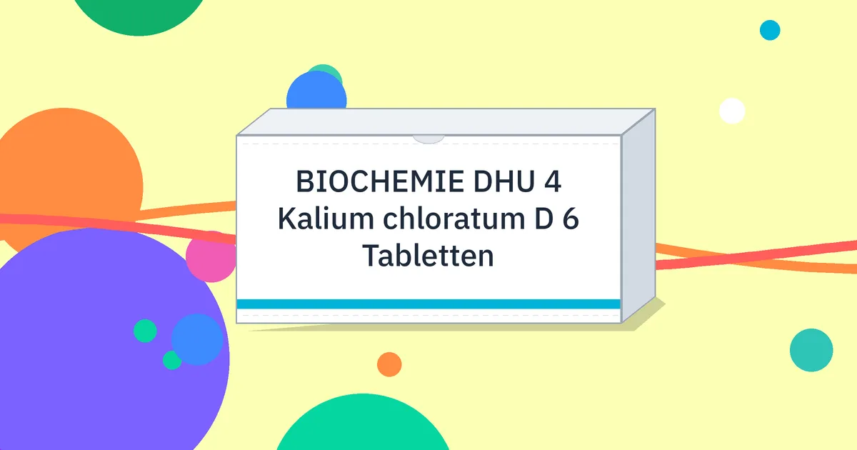 Symbolbild: Packung mit der Aufschrift BIOCHEMIE DHU 4 Kalium chloratum D 6 Tabletten (PZN 00274080) – Verfügbarkeit und Bezug in Apotheken in Frankfurt am Main
