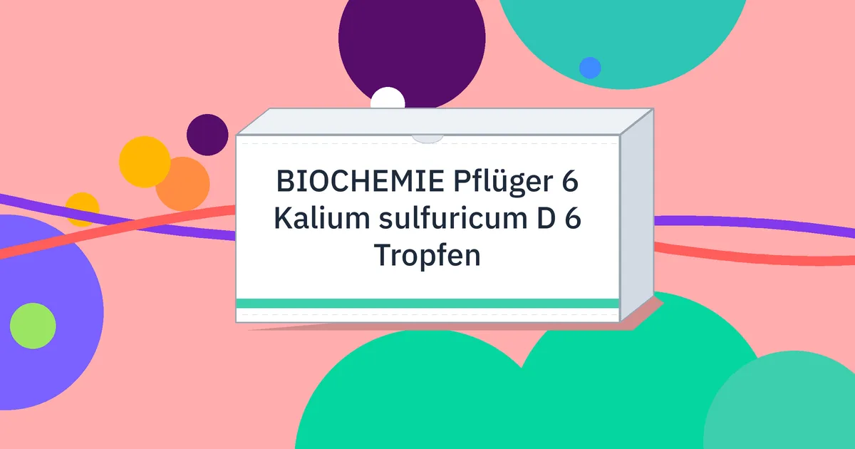 Symbolbild: Packung mit der Aufschrift BIOCHEMIE Pflüger 6 Kalium sulfuricum D 6 Tropfen (PZN 06324502) – Verfügbarkeit und Bezug in Apotheken in Frankfurt am Main