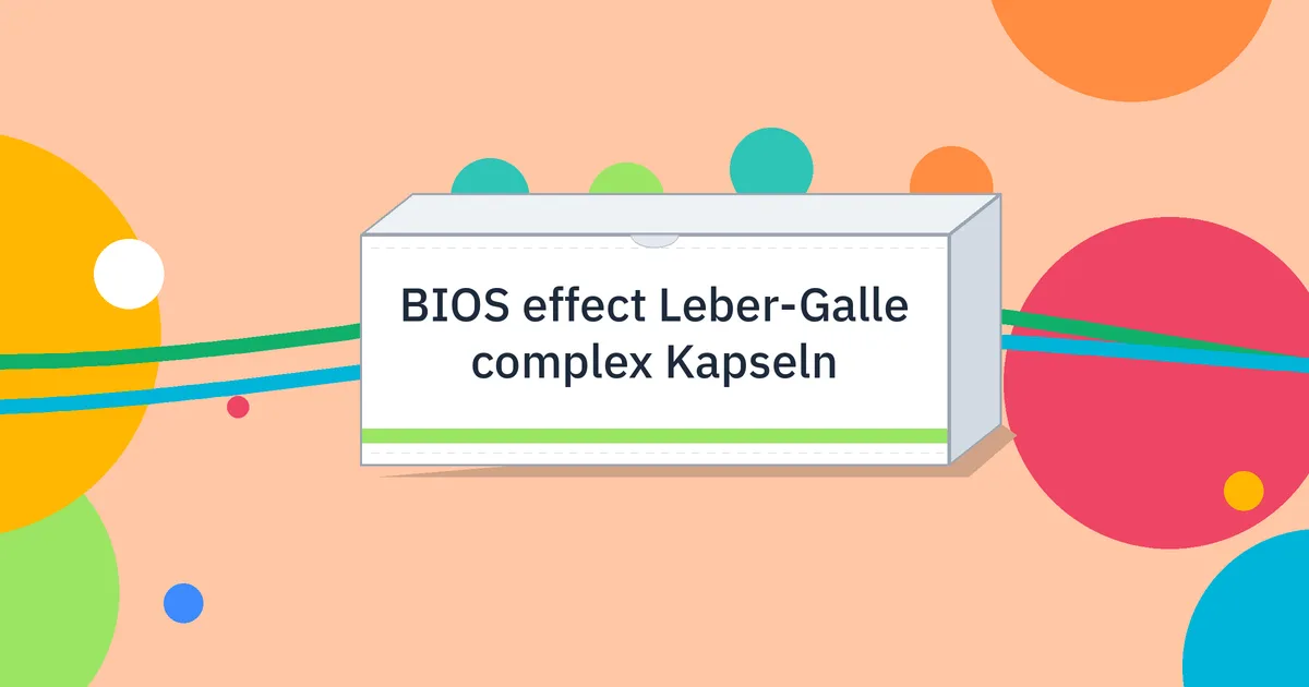 Symbolbild: Packung mit der Aufschrift BIOS effect Leber-Galle complex Kapseln (PZN 10276418) – Verfügbarkeit und Bezug in Apotheken in Frankfurt am Main