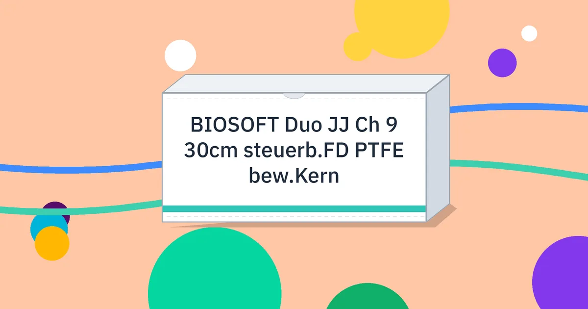 Symbolbild: Packung mit der Aufschrift BIOSOFT Duo JJ Ch 9 30cm steuerb.FD PTFE bew.Kern (PZN 17509883) – Verfügbarkeit und Bezug in Apotheken in Frankfurt am Main