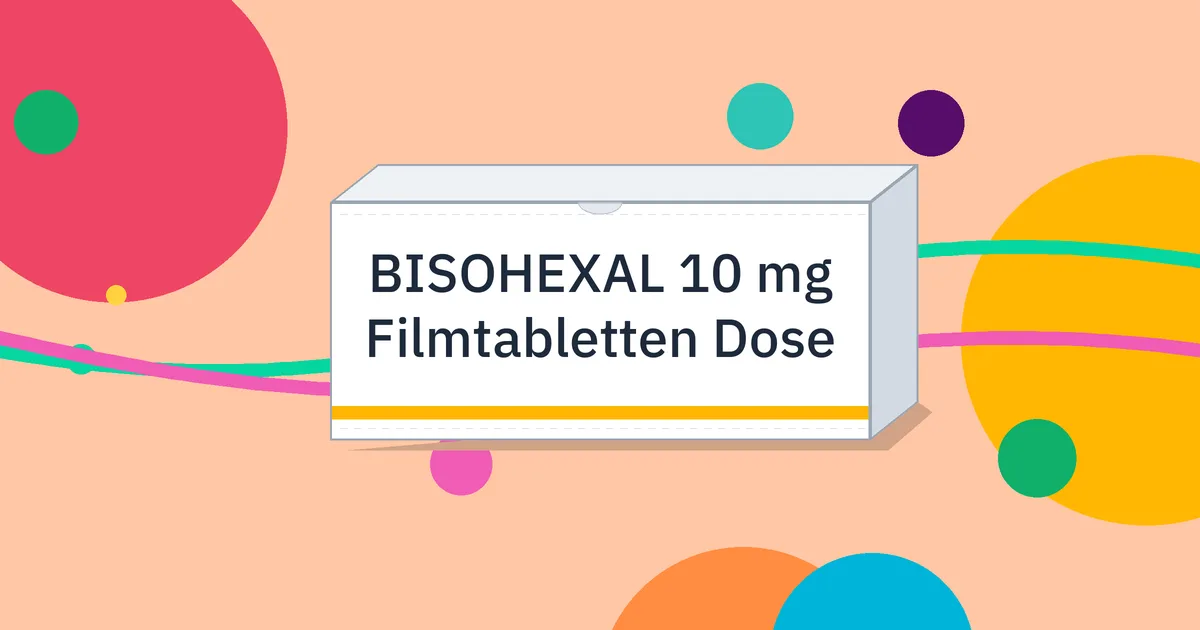 Symbolbild: Packung mit der Aufschrift BISOHEXAL 10 mg Filmtabletten Dose (PZN 19637705) – Verfügbarkeit und Bezug in Apotheken in Frankfurt am Main