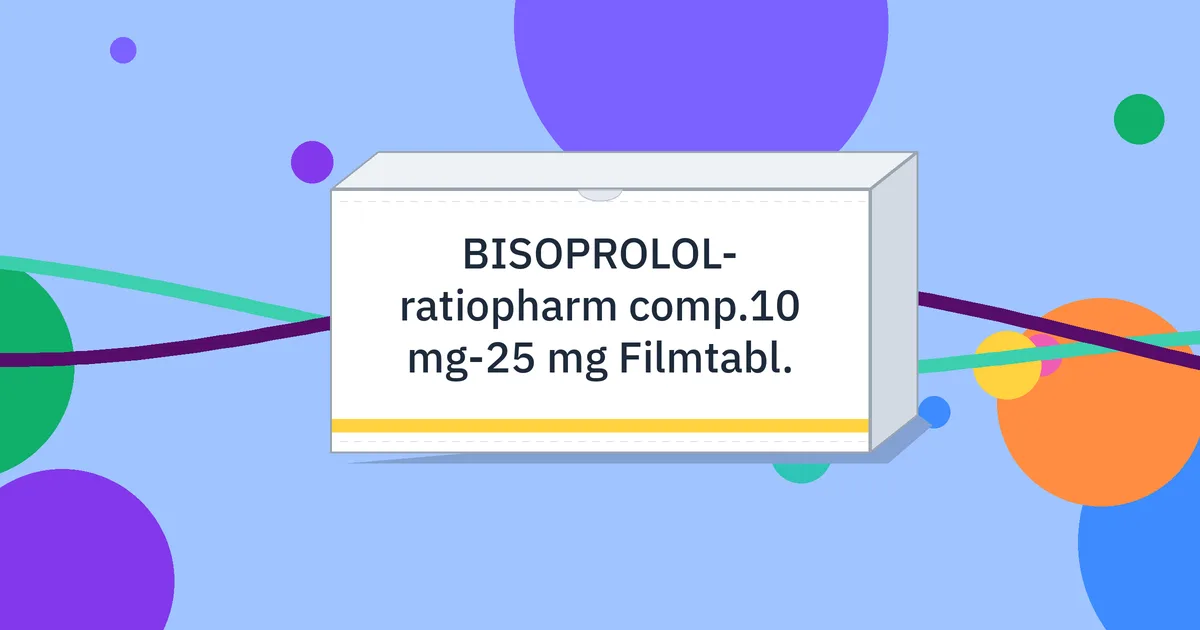 Symbolbild: Packung mit der Aufschrift BISOPROLOL-ratiopharm comp.10 mg-25 mg Filmtabl. (PZN 02859382) – Verfügbarkeit und Bezug in Apotheken in Frankfurt am Main