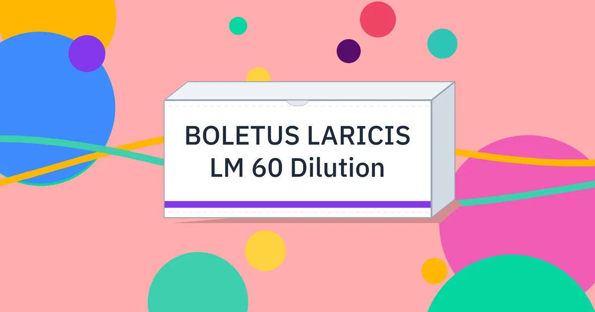 Symbolbild: Packung mit der Aufschrift BOLETUS LARICIS LM 60 Dilution (PZN 13391723) – Verfügbarkeit und Bezug in Apotheken in Frankfurt am Main