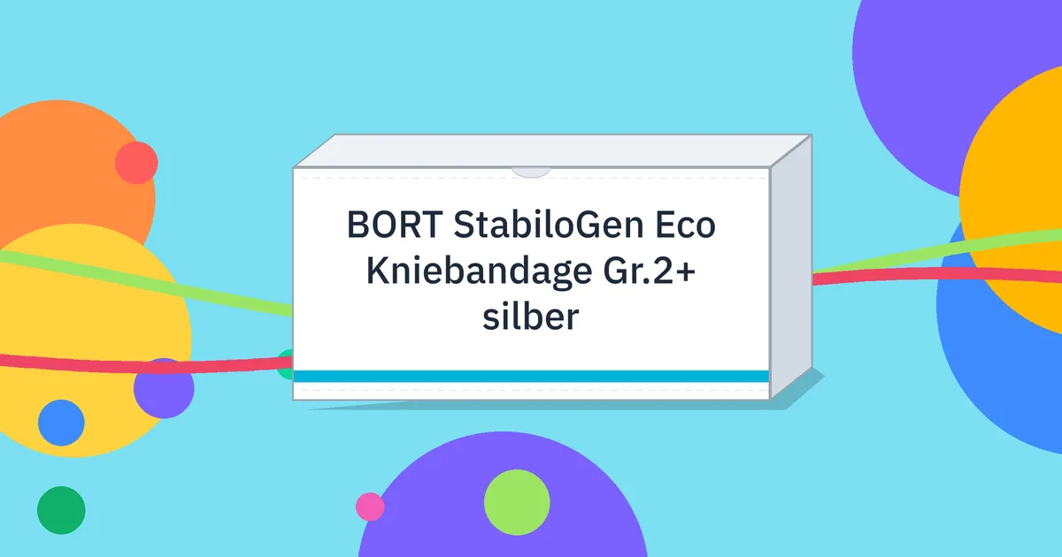 Symbolbild: Packung mit der Aufschrift BORT StabiloGen Eco Kniebandage Gr.2+ silber (PZN 16845202) – Verfügbarkeit und Bezug in Apotheken in Frankfurt am Main