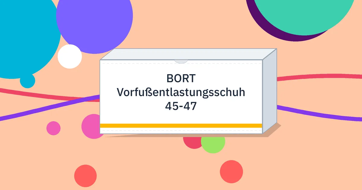 Symbolbild: Packung mit der Aufschrift BORT Vorfußentlastungsschuh 45-47 (PZN 04738381) – Verfügbarkeit und Bezug in Apotheken in Frankfurt am Main
