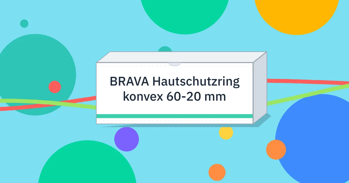 Symbolbild: Packung mit der Aufschrift BRAVA Hautschutzring konvex 60-20 mm (PZN 18224071) – Verfügbarkeit und Bezug in Apotheken in Frankfurt am Main
