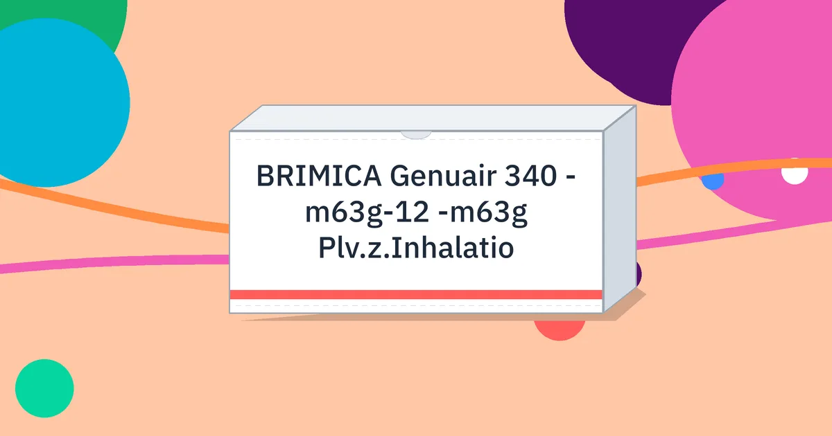 Symbolbild: Packung mit der Aufschrift BRIMICA Genuair 340 -m63g-12 -m63g Plv.z.Inhalatio (PZN 11691243) – Verfügbarkeit und Bezug in Apotheken in Frankfurt am Main