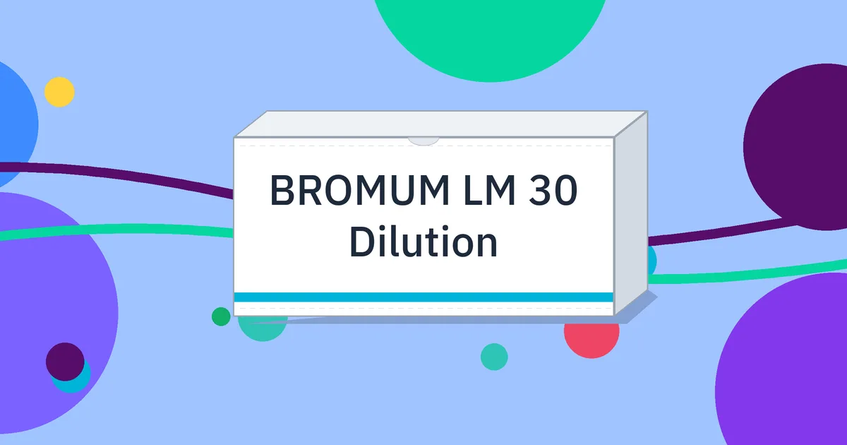Symbolbild: Packung mit der Aufschrift BROMUM LM 30 Dilution (PZN 12796760) – Verfügbarkeit und Bezug in Apotheken in Frankfurt am Main