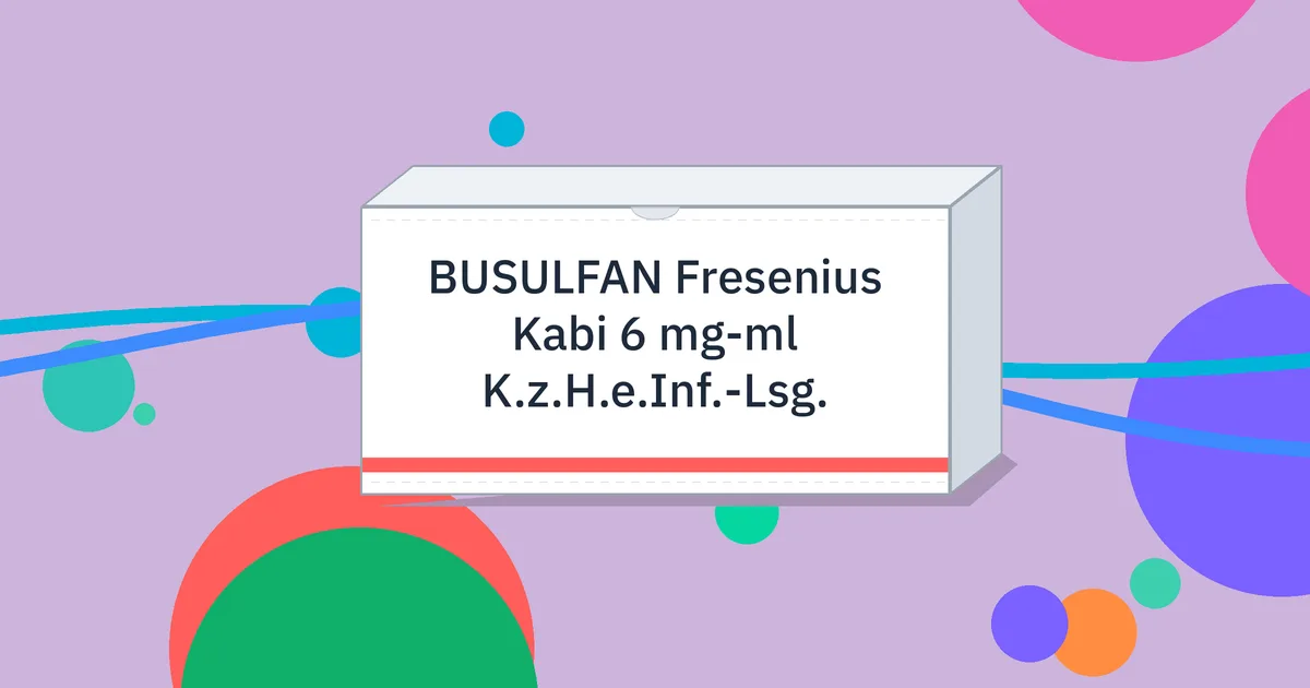Symbolbild: Packung mit der Aufschrift BUSULFAN Fresenius Kabi 6 mg-ml K.z.H.e.Inf.-Lsg. (PZN 10978095) – Verfügbarkeit und Bezug in Apotheken in Frankfurt am Main