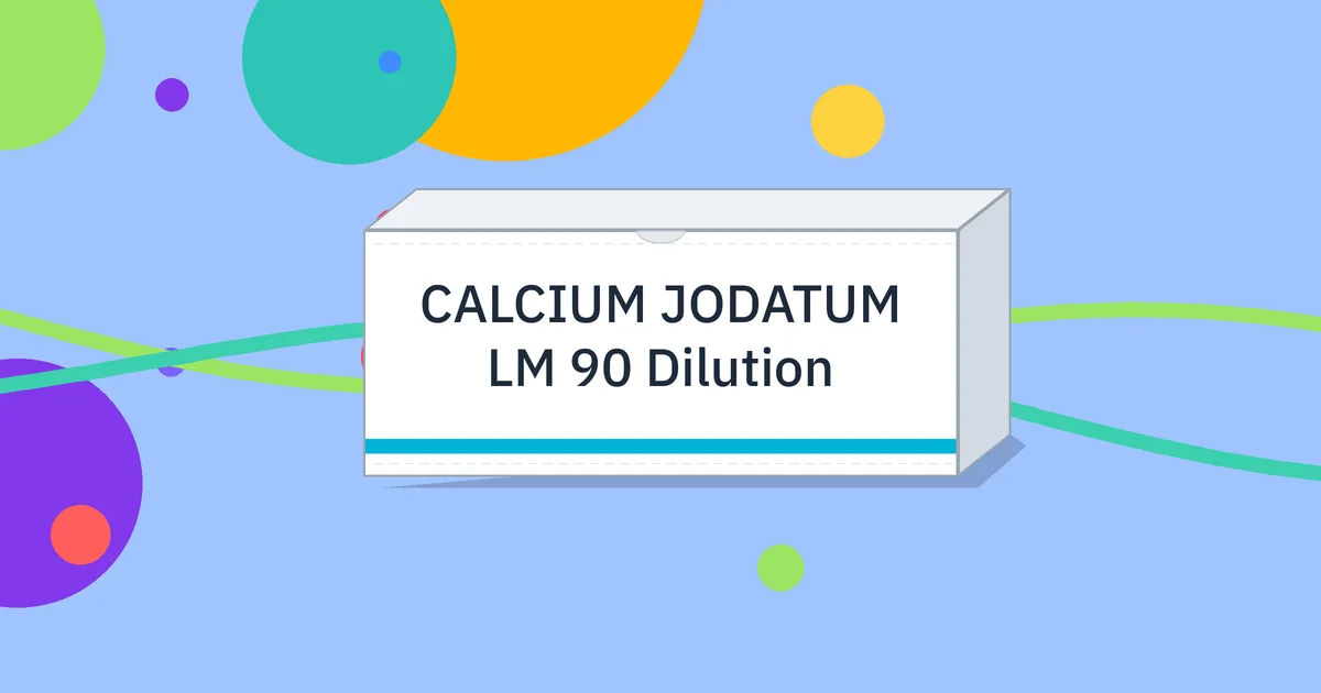Symbolbild: Packung mit der Aufschrift CALCIUM JODATUM LM 90 Dilution (PZN 12805074) – Verfügbarkeit und Bezug in Apotheken in Frankfurt am Main