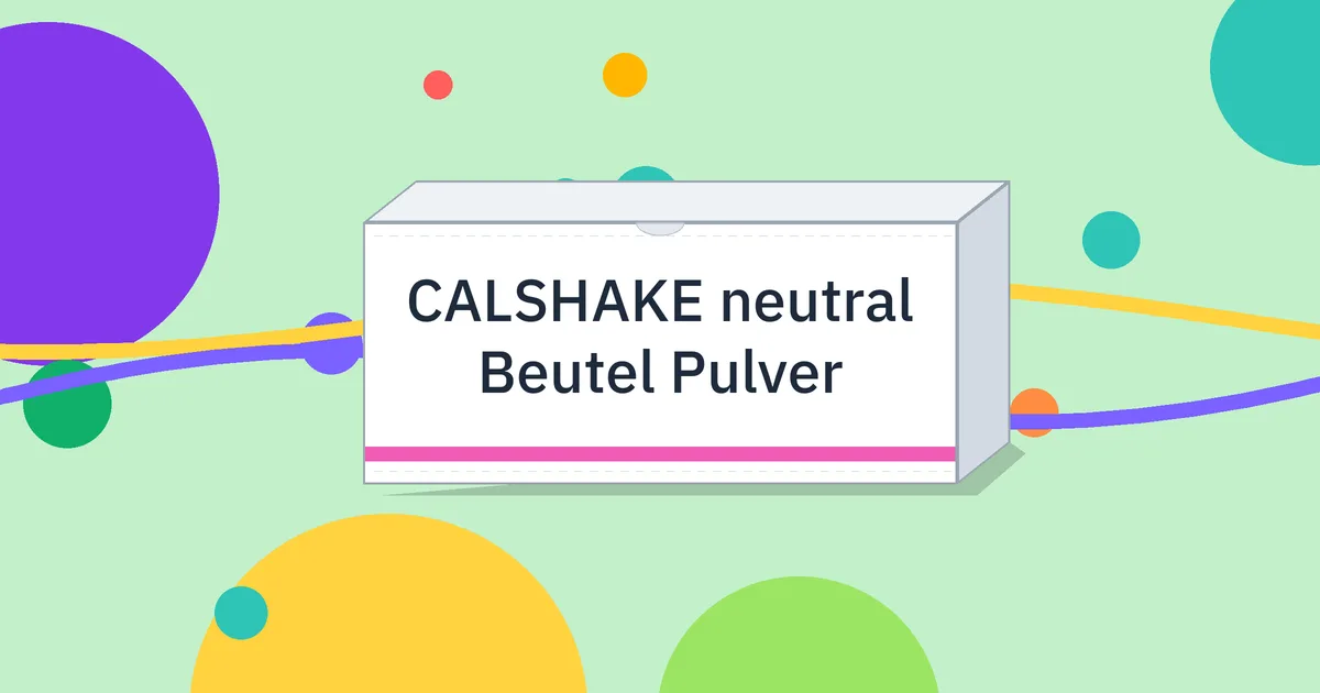 Symbolbild: Packung mit der Aufschrift CALSHAKE neutral Beutel Pulver (PZN 00647026) – Verfügbarkeit und Bezug in Apotheken in Frankfurt am Main
