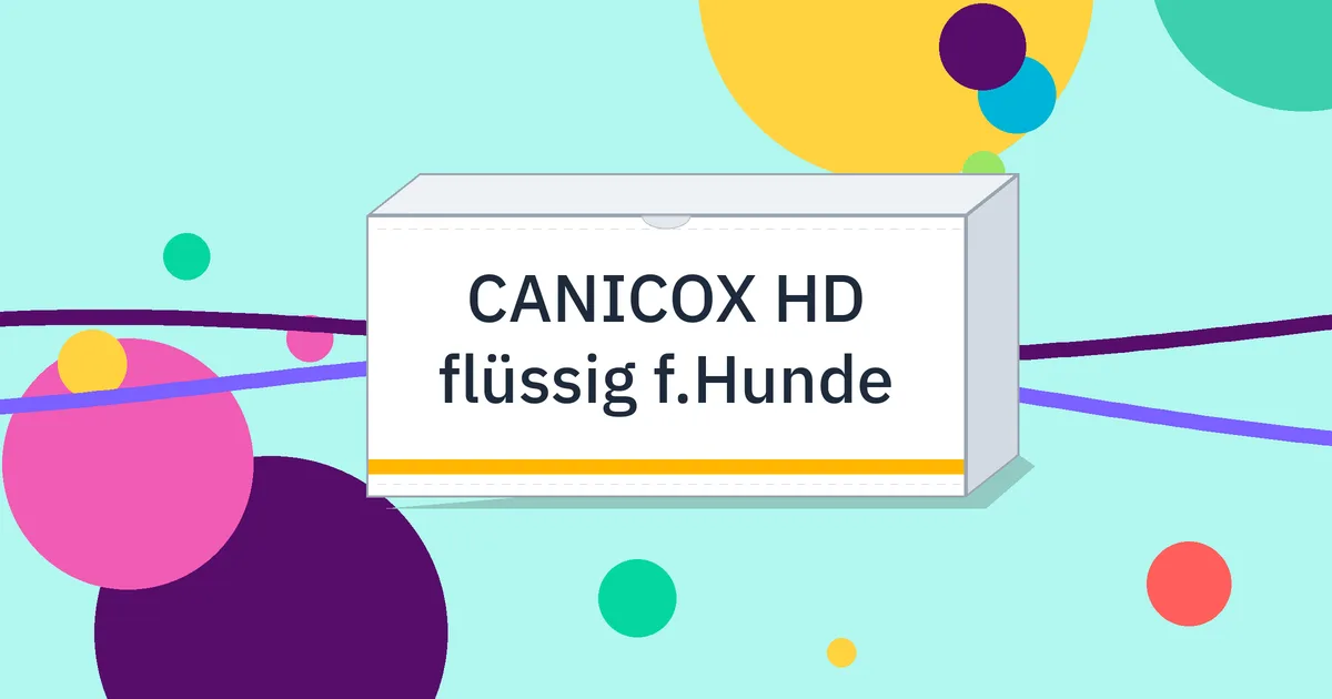 Symbolbild: Packung mit der Aufschrift CANICOX HD flüssig f.Hunde (PZN 17834755) – Verfügbarkeit und Bezug in Apotheken in Frankfurt am Main