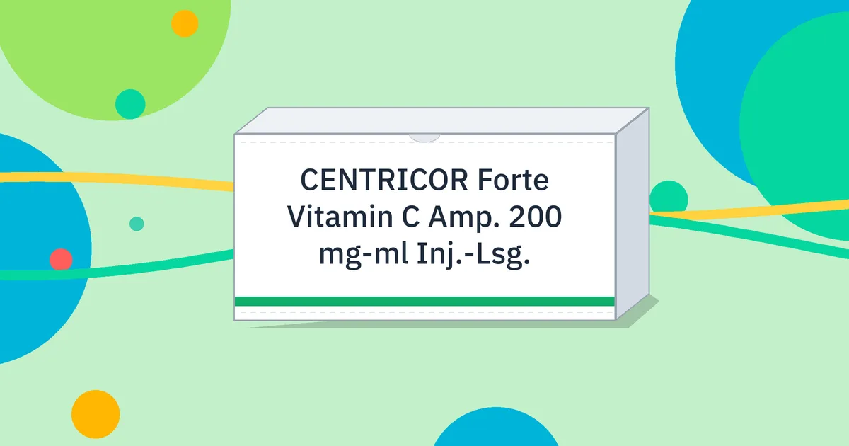 Symbolbild: Packung mit der Aufschrift CENTRICOR Forte Vitamin C Amp. 200 mg-ml Inj.-Lsg. (PZN 18075688) – Verfügbarkeit und Bezug in Apotheken in Frankfurt am Main