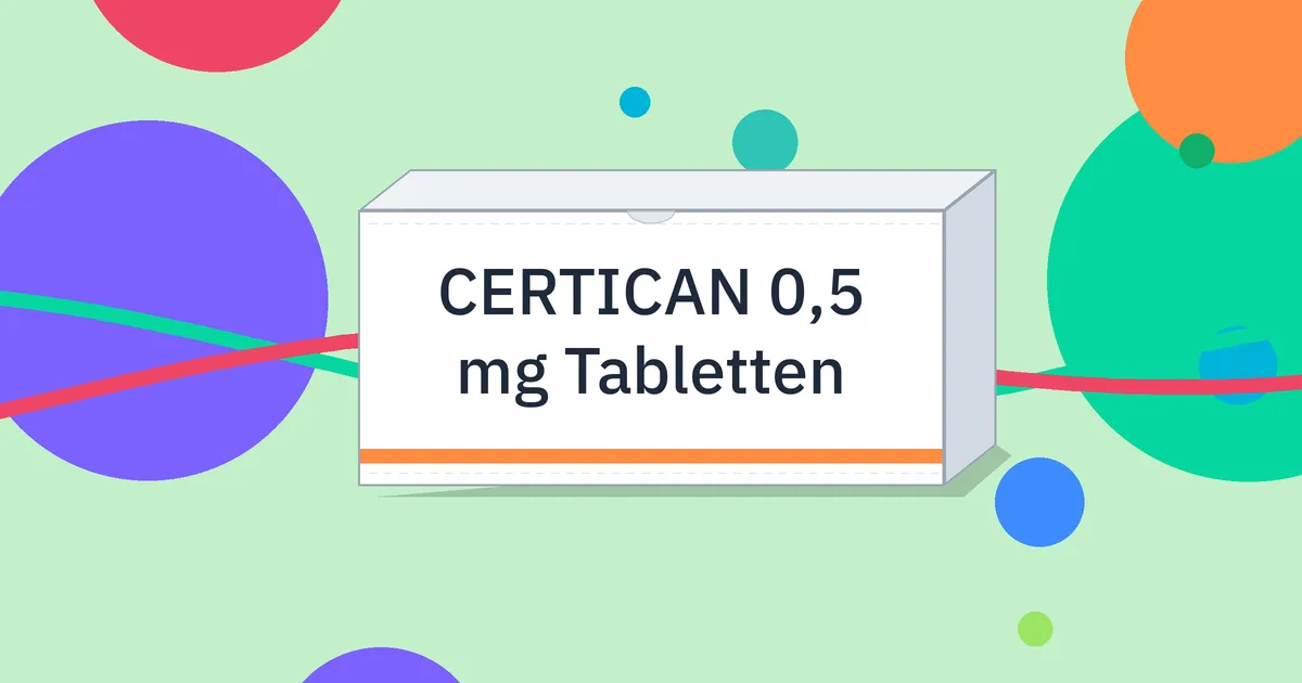 Symbolbild: Packung mit der Aufschrift CERTICAN 0,5 mg Tabletten (PZN 01754617) – Verfügbarkeit und Bezug in Apotheken in Frankfurt am Main