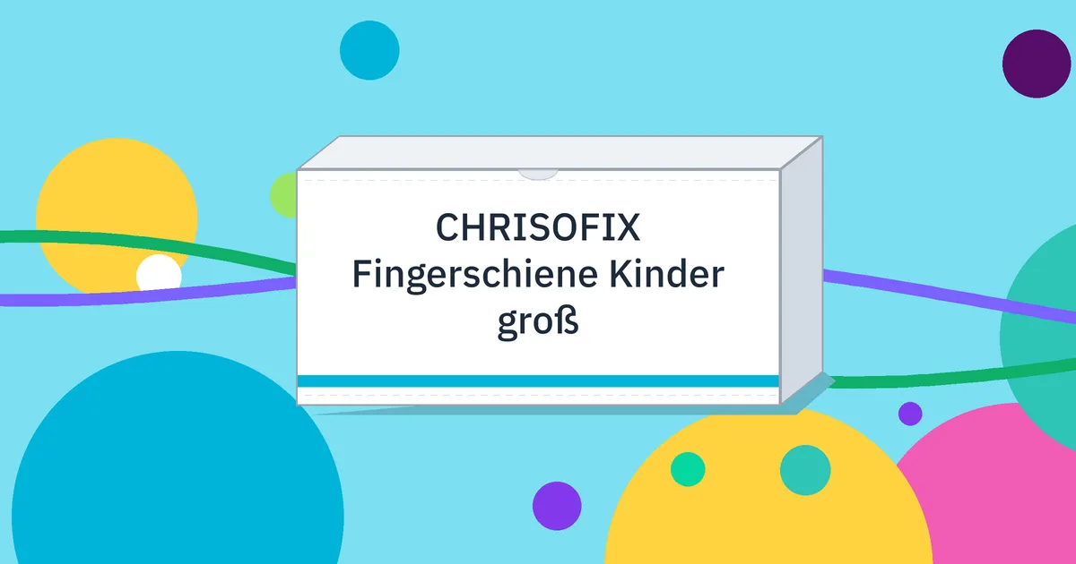 Symbolbild: Packung mit der Aufschrift CHRISOFIX Fingerschiene Kinder groß (PZN 09913860) – Verfügbarkeit und Bezug in Apotheken in Frankfurt am Main