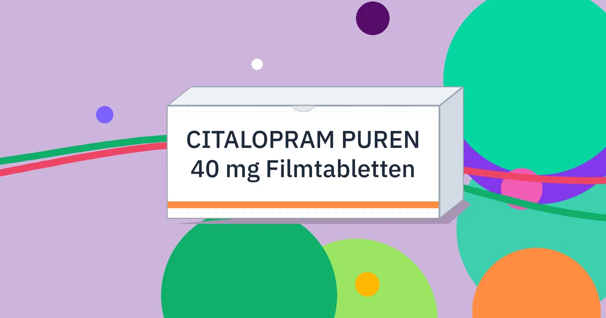 Symbolbild: Packung mit der Aufschrift CITALOPRAM PUREN 40 mg Filmtabletten (PZN 15616646) – Verfügbarkeit und Bezug in Apotheken in Frankfurt am Main