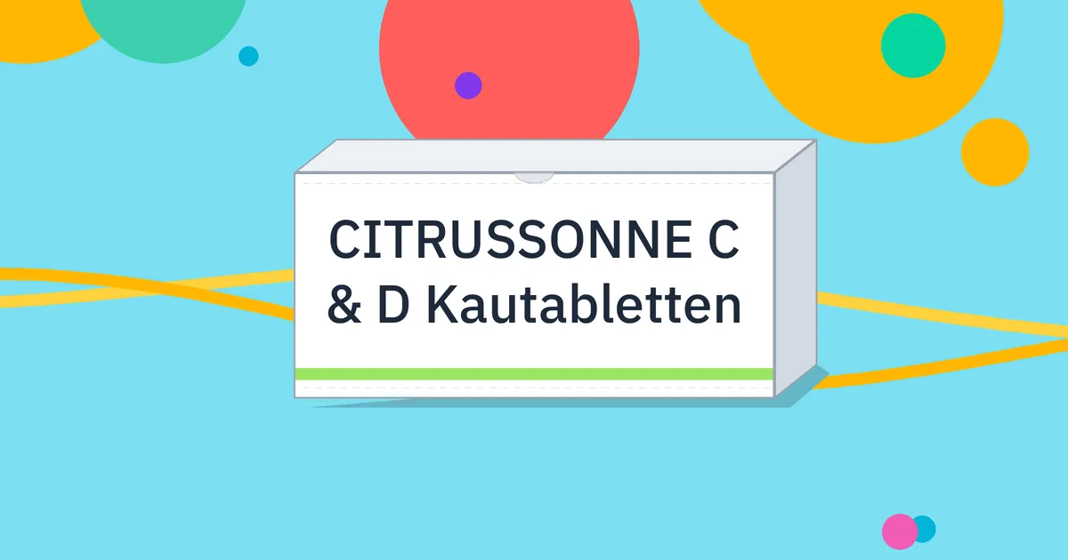 Symbolbild: Packung mit der Aufschrift CITRUSSONNE C & D Kautabletten (PZN 20224049) – Verfügbarkeit und Bezug in Apotheken in Frankfurt am Main